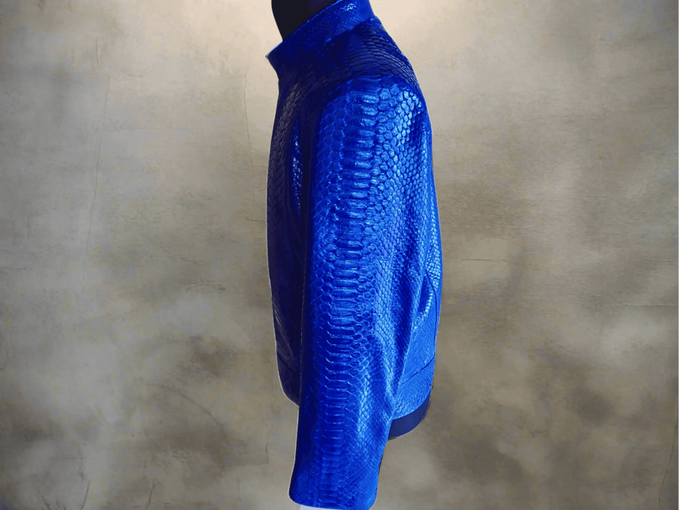 Blue Python Leather Jacket by LFM Fashion