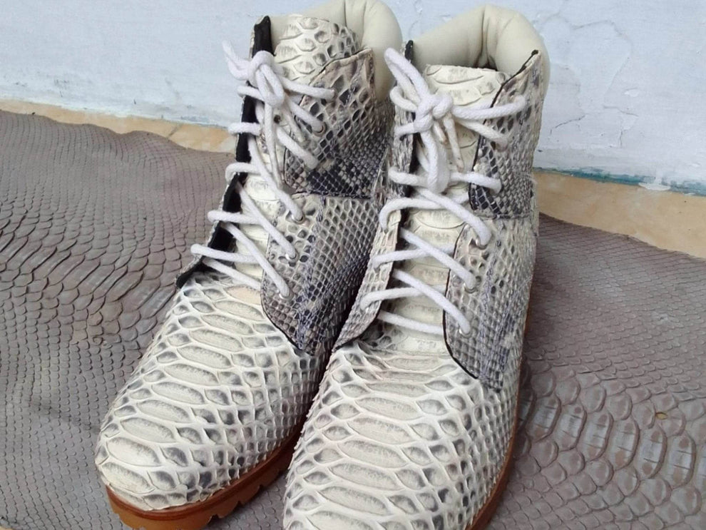 Snakeskin Python Leather Boots | by LFM Fashion