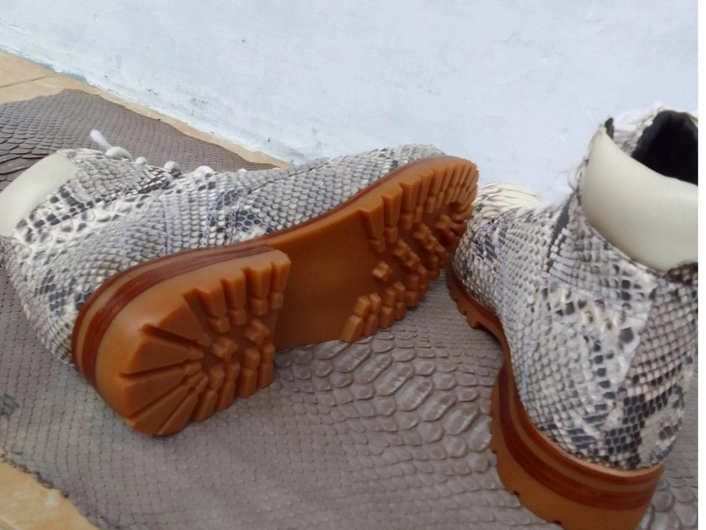 Snakeskin Python Leather Boots | by LFM Fashion