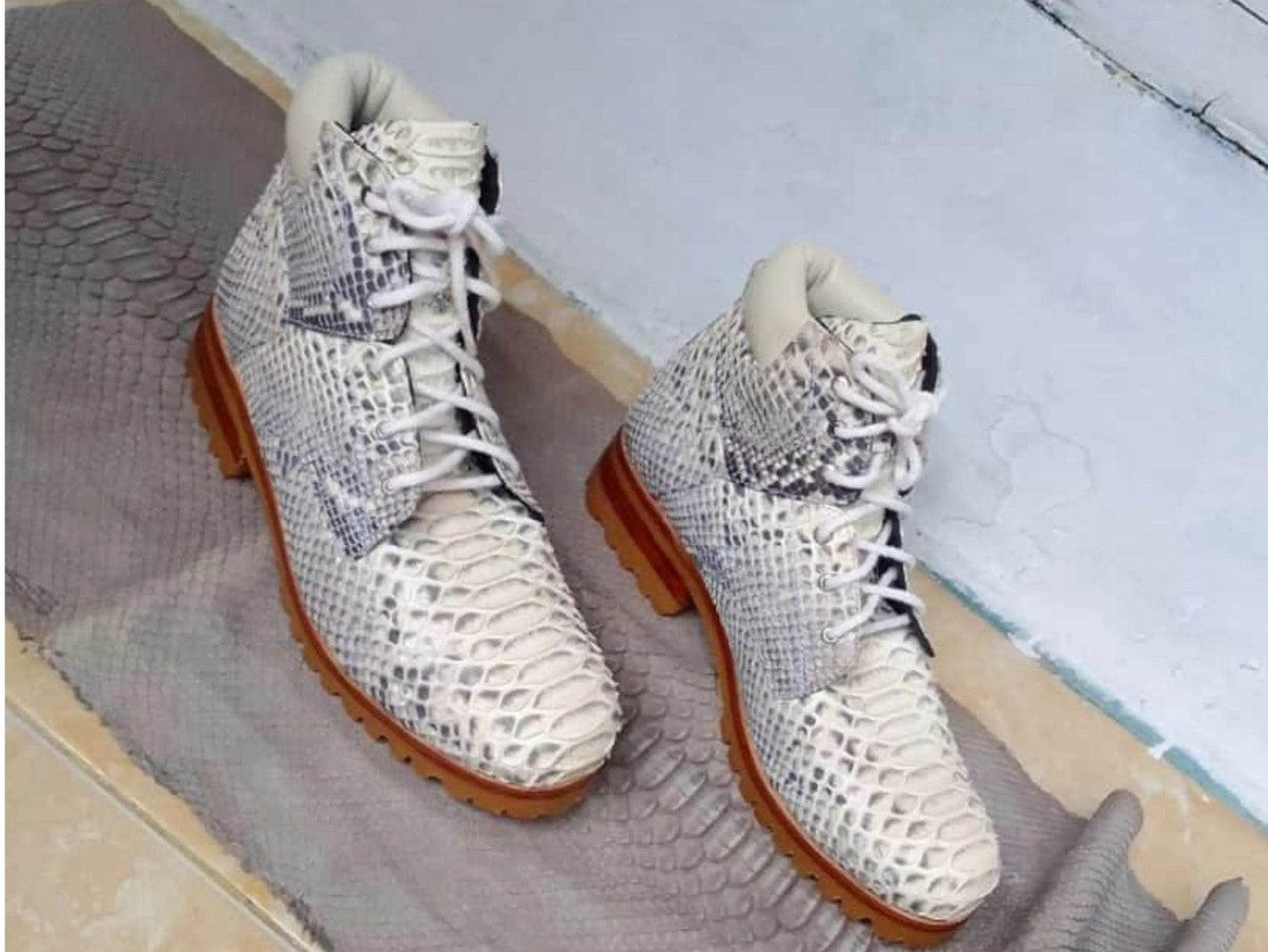 Snakeskin Python Leather Boots | by LFM Fashion