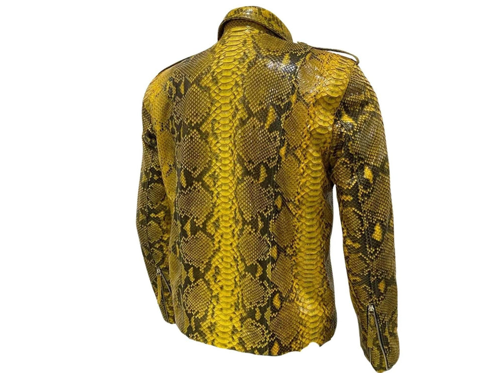 Yellow Snakeskin Leather Jacket | LFM FASHION | Shop Now